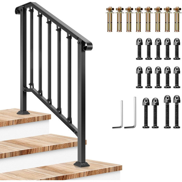 CAPBOL Outdoor Handrail, 3 Step Stair Handrail, 40" x 36" Fits 1 to 3 ...