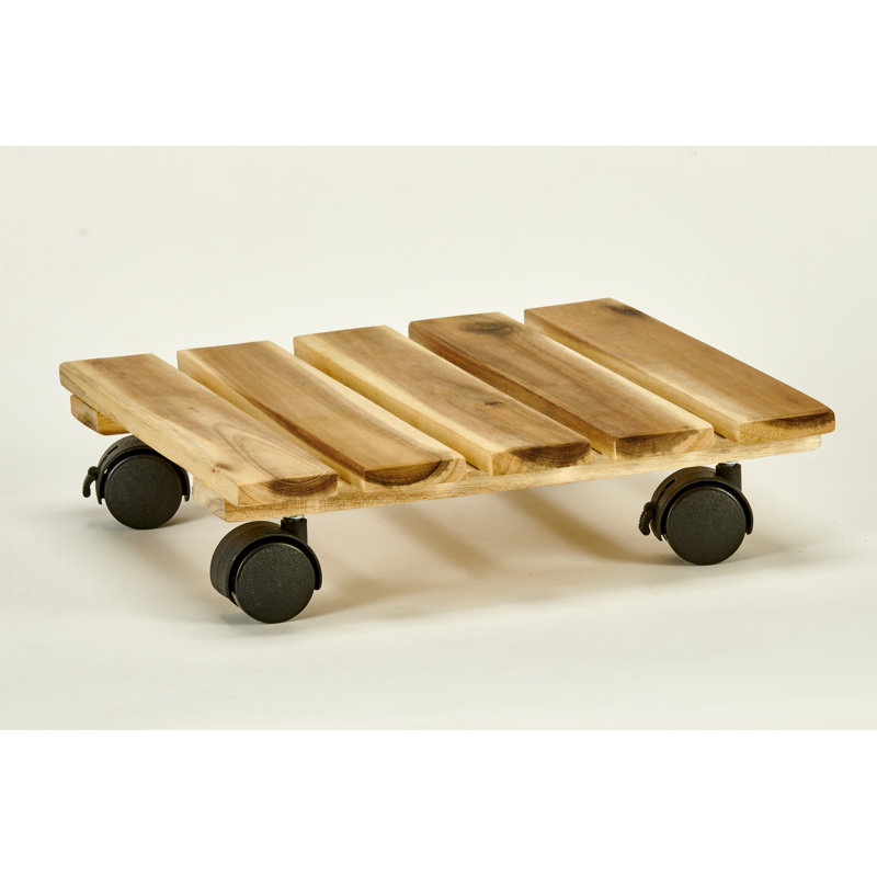 Millwood Pines 12" Acacia Wood Caddy with Rotating Casters | Wayfair