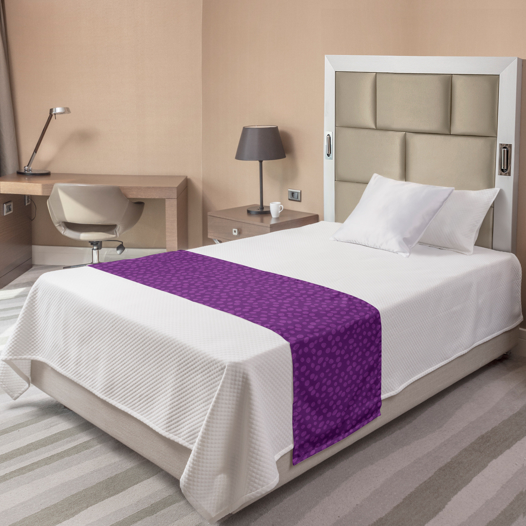 Ambesonne Plum Bed Runner Repetitive Fruits in Monotone Purple and ...