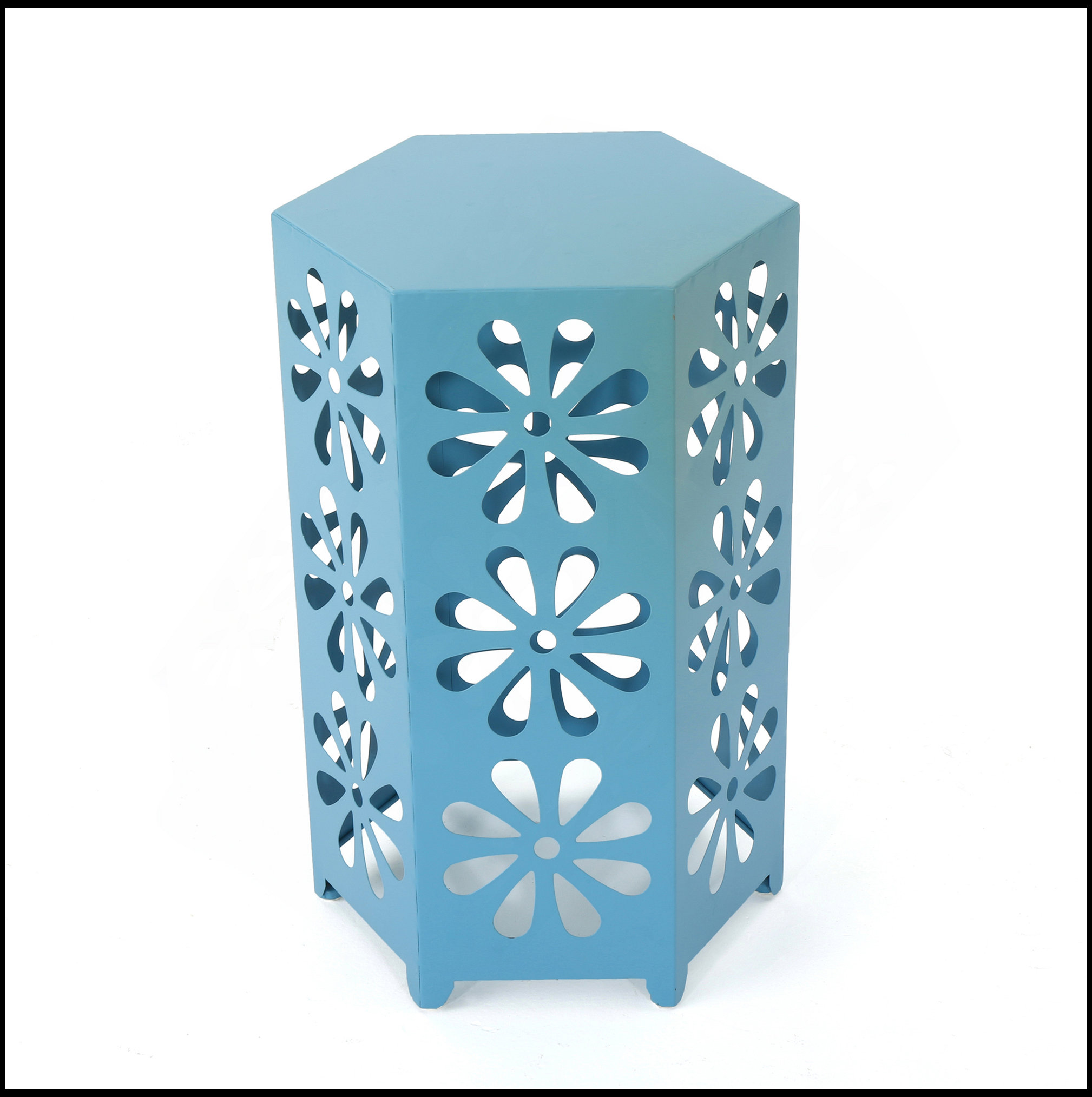 Bungalow Rose Durable Iron Patio Side Table With Flower Power Cutouts ...