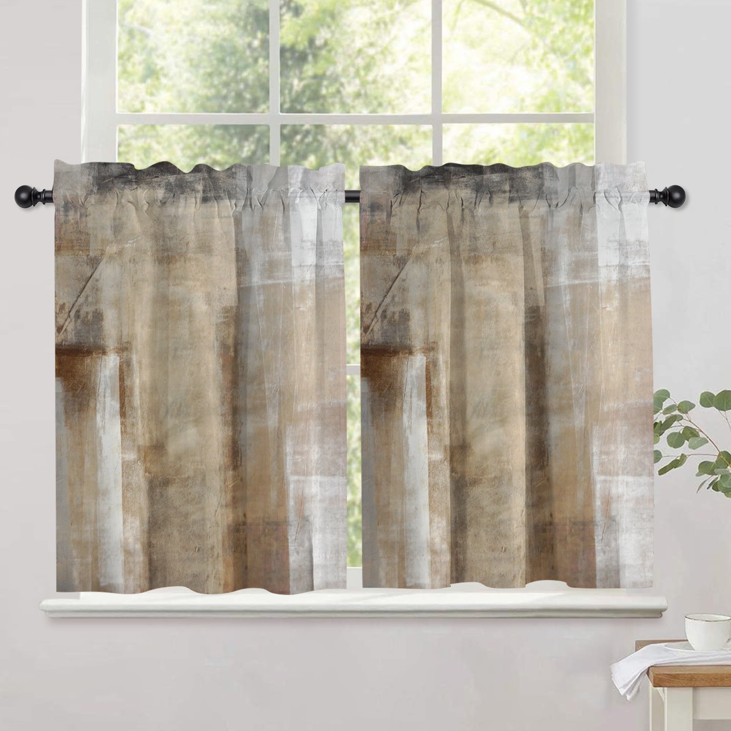 East Urban Home 56" W Rod Pocket Kitchen Curtain Cafe Curtain & Reviews ...