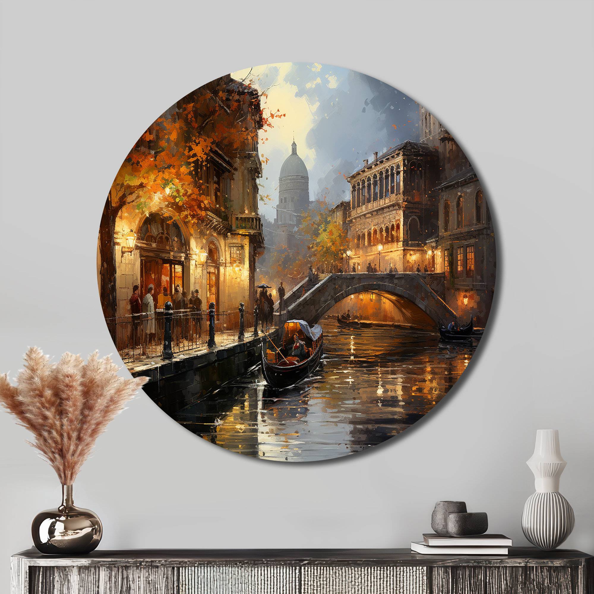 East Urban Home Italy Venetian Reflections II - Landscapes Round Metal ...