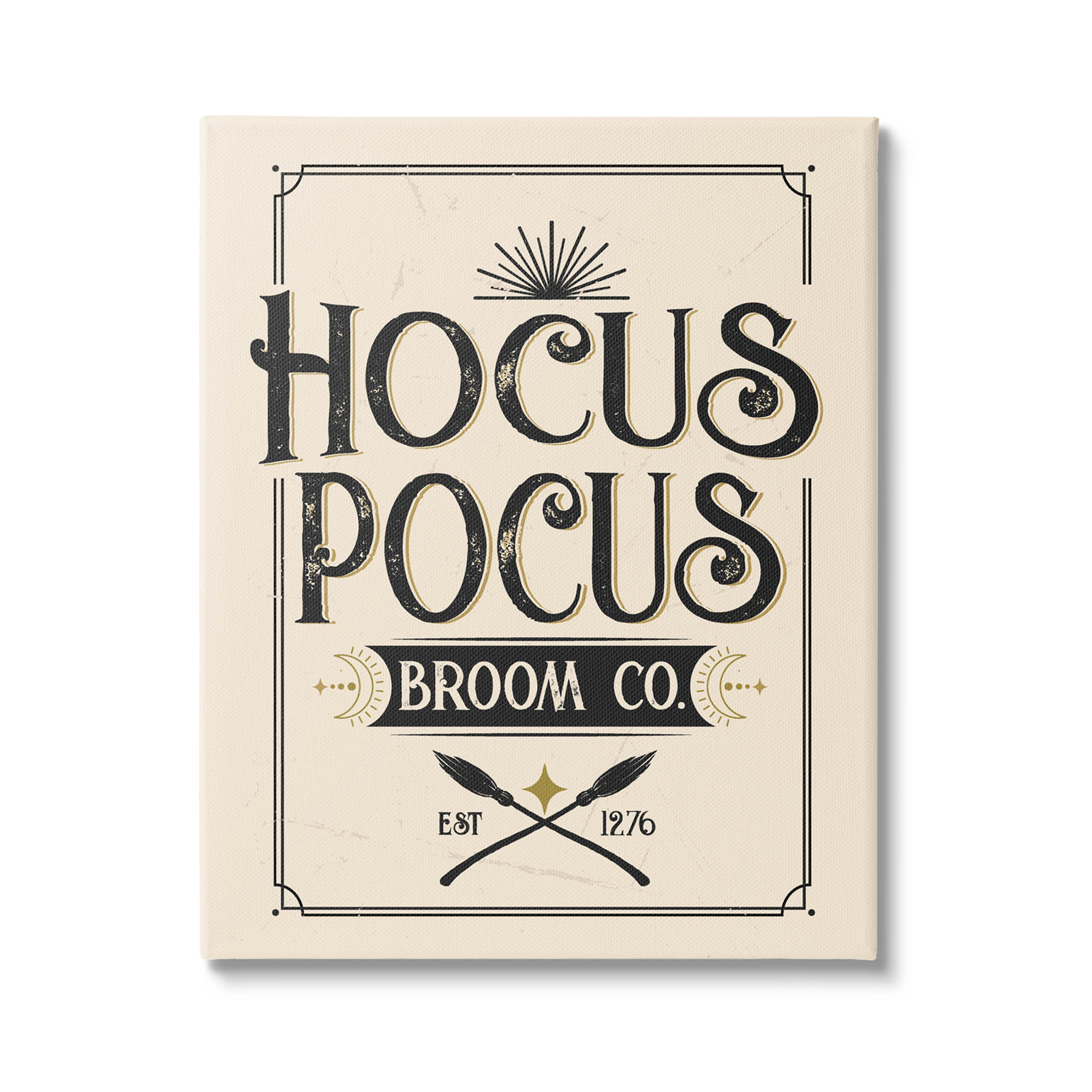 Stupell Industries Hocus Pocus Broom Co Sign Floater Canvas Wall Art By ...
