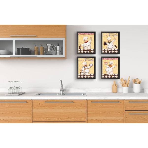 Fleur De Lis Living 'Happy French Chef Kitchen' 4 Piece Framed Graphic ...