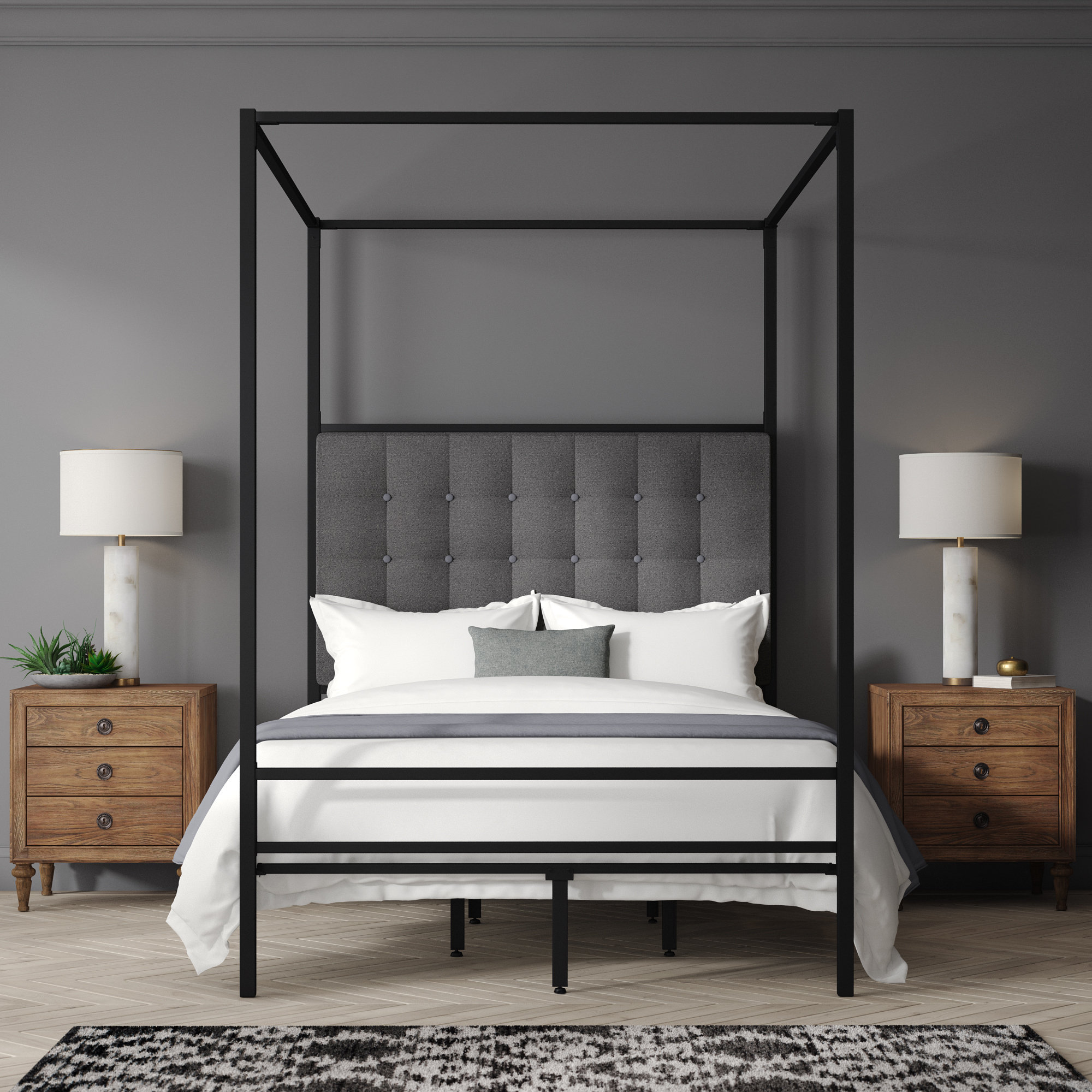Greyleigh™ Billie Queen Tufted Canopy Bed & Reviews | Wayfair