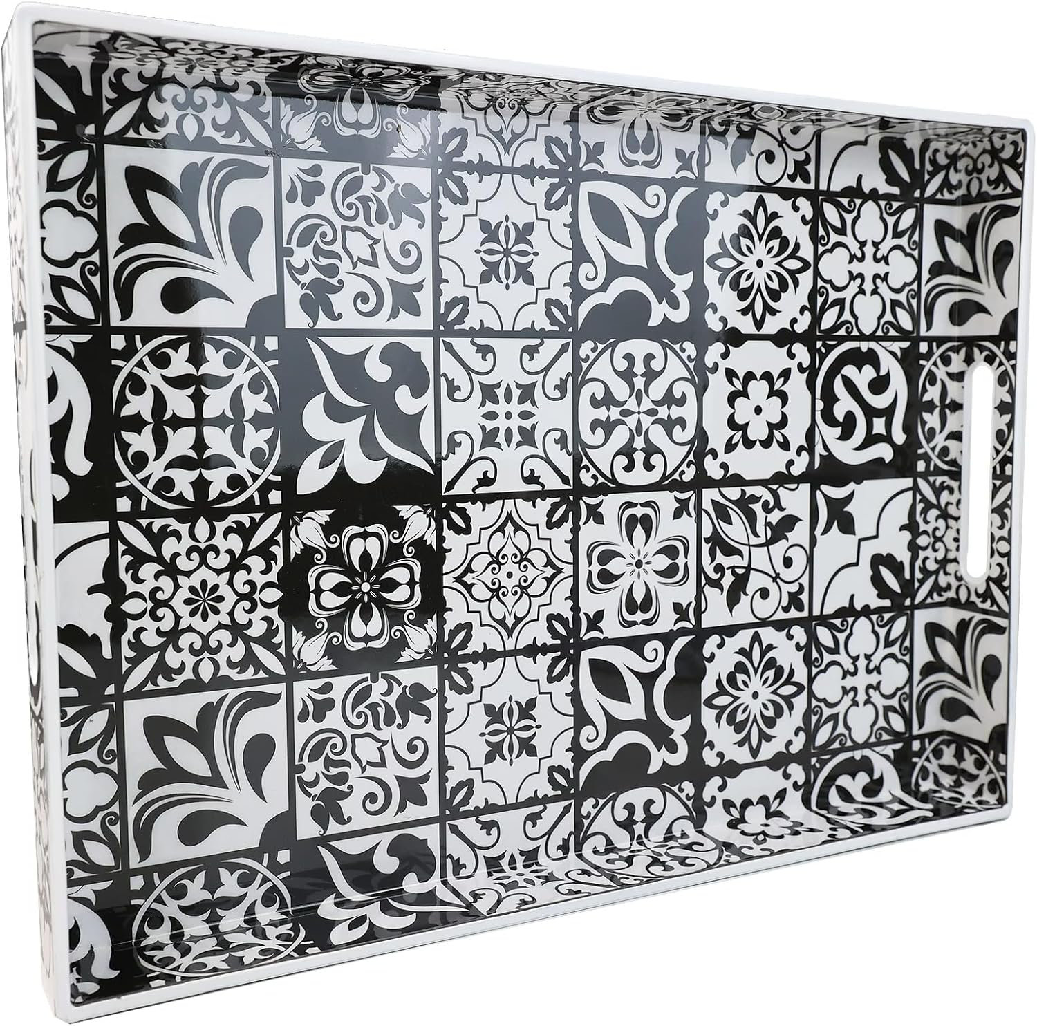 Darby Home Co Boho Black Decorative Plastic Serving Trays With Handles ...