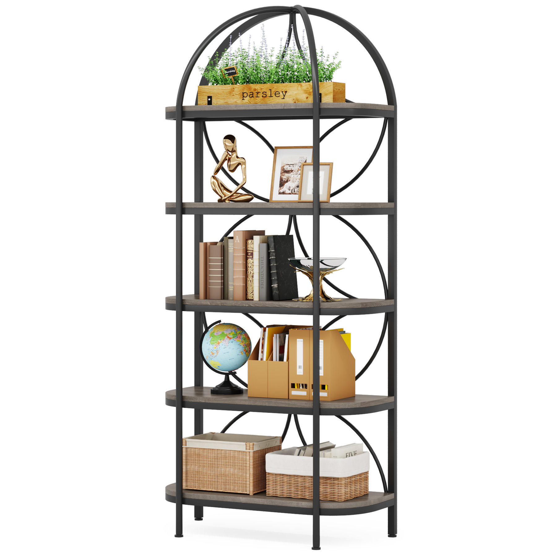 Wildon Home® Alumbaugh 5 Tier Wooden Arch Storage Display Shelving Unit ...