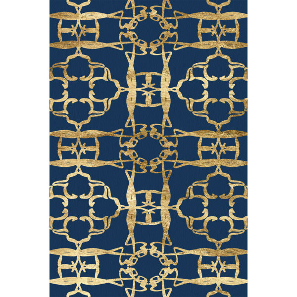 House of Hampton® Comire Motif On Blue XI On Canvas by Alonzo Saunders ...