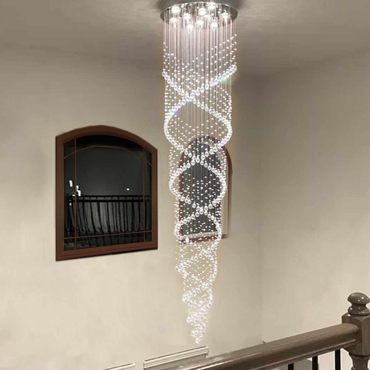 Mercer41 9-Light High Ceiling Crystal Raindrop Chandelier - Wayfair Canada