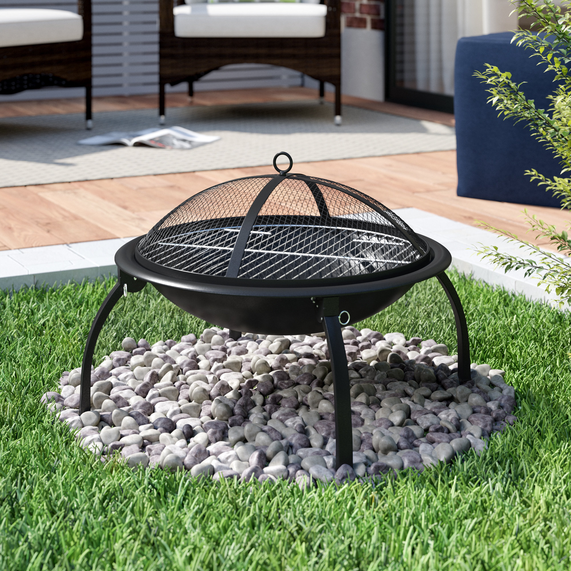 Charlton Home® Dorsett Steel Portable Folding Fire Pit - 22" & Reviews ...