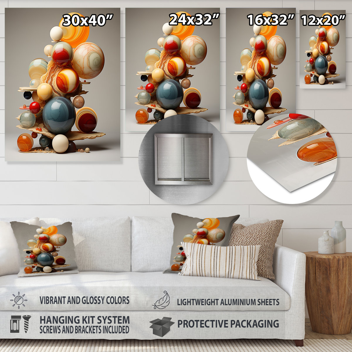 Ivy Bronx Abstract Geometric Marbles Pyramid II - Abstract Metal Wall ...