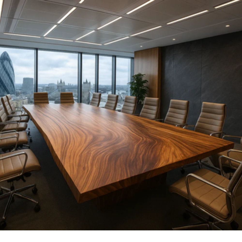 Ashford Blake Suar Single Slab Boardroom Conference Table Chunky U Legs ...