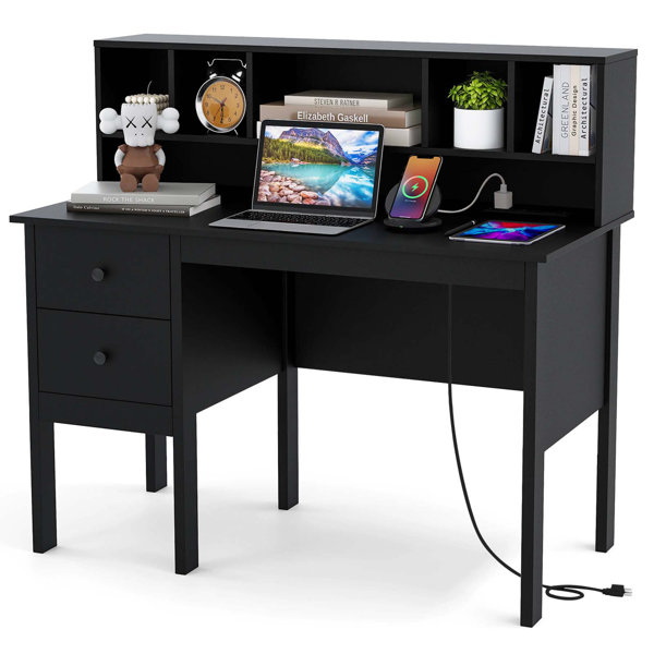 Red Barrel Studio® 48" Computer Desk With Power Outlets Type-c 5-cubby ...