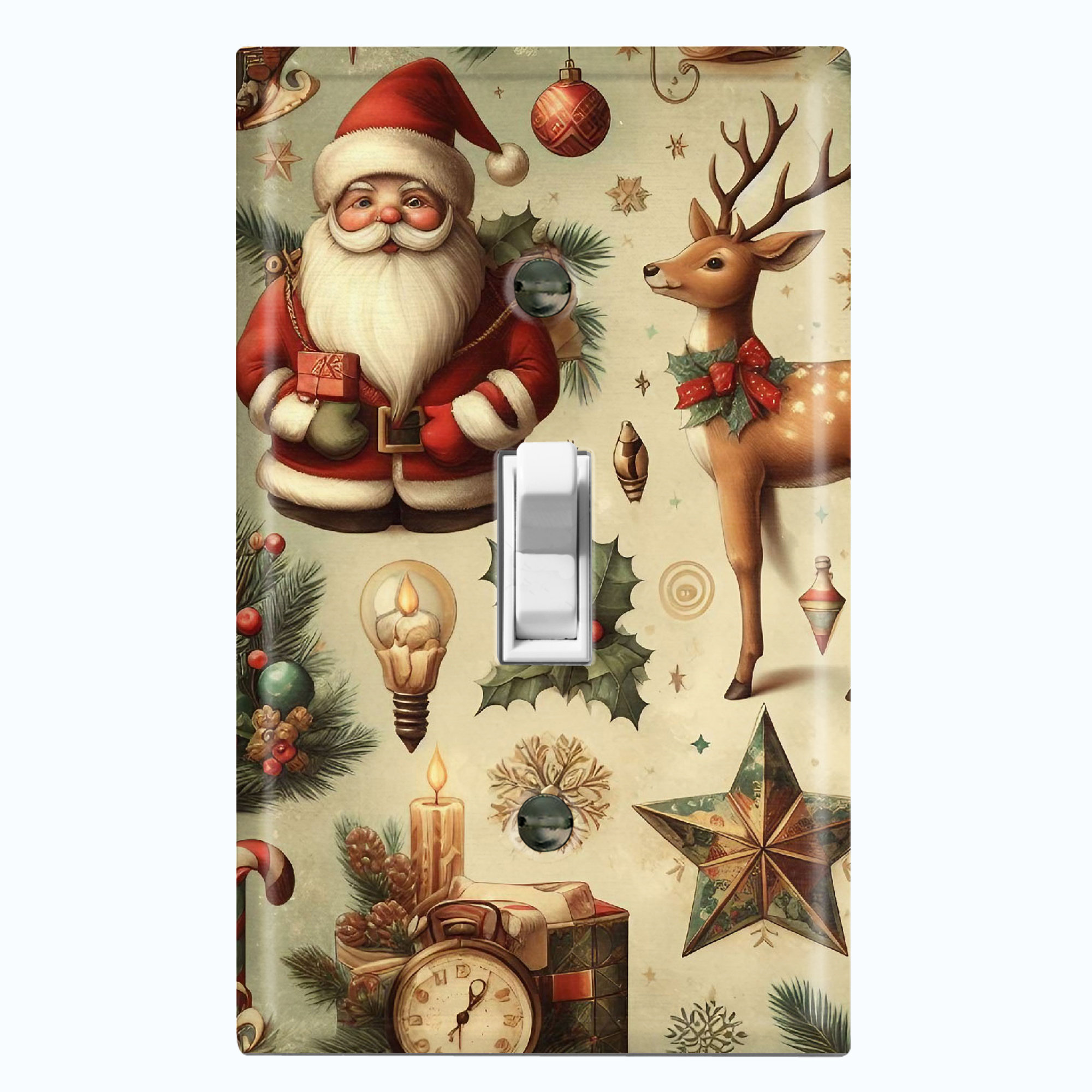 WorldAcc Christmas Santa Reindeer Biege Nature Themed 1 - Gang Toggle ...