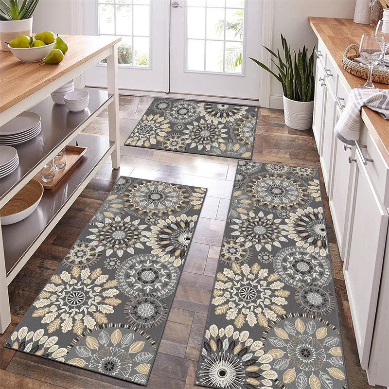 Bungalow Rose Farmhouse Kitchen Rug Sets 3 Piece,Non Slip Kitchen Rugs ...