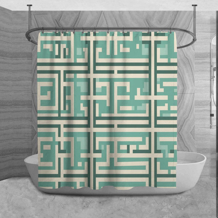 Bless international Greek Key Shower Curtain Pattern Bathroom Decor ...
