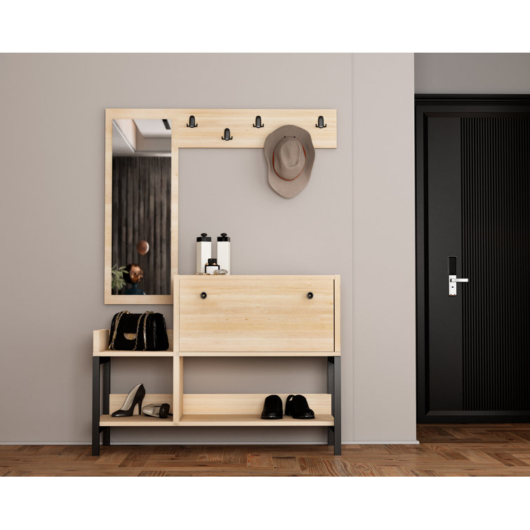 Brayden Studio Camoya Hall Tree 120cm Wide with Shoe Storage | Wayfair ...