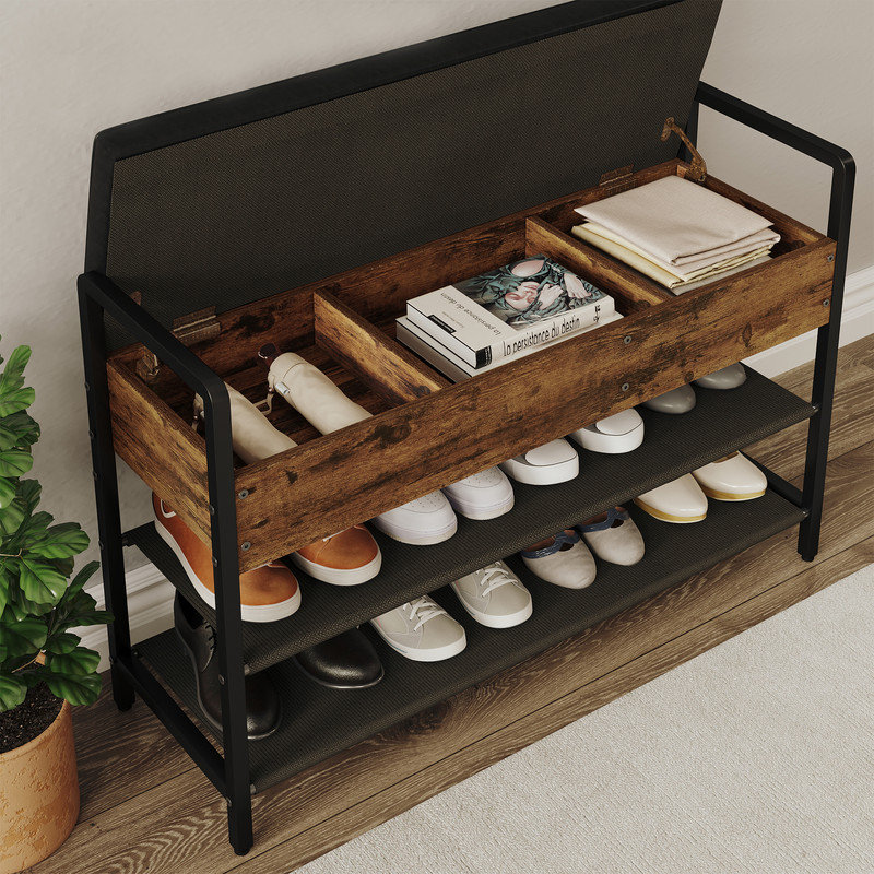 17 Stories Harger Storage Shoe Bench, Entryway Bench with Lift Top ...
