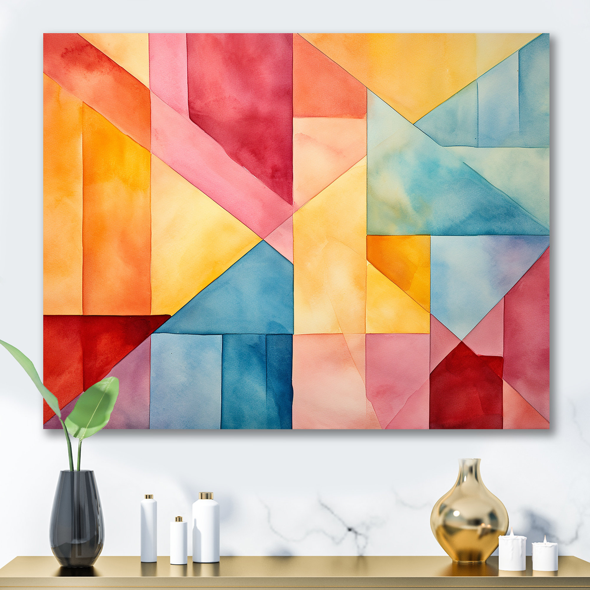 Wrought Studio™ Pastel Colors Contrasting Geometric Composition II ...