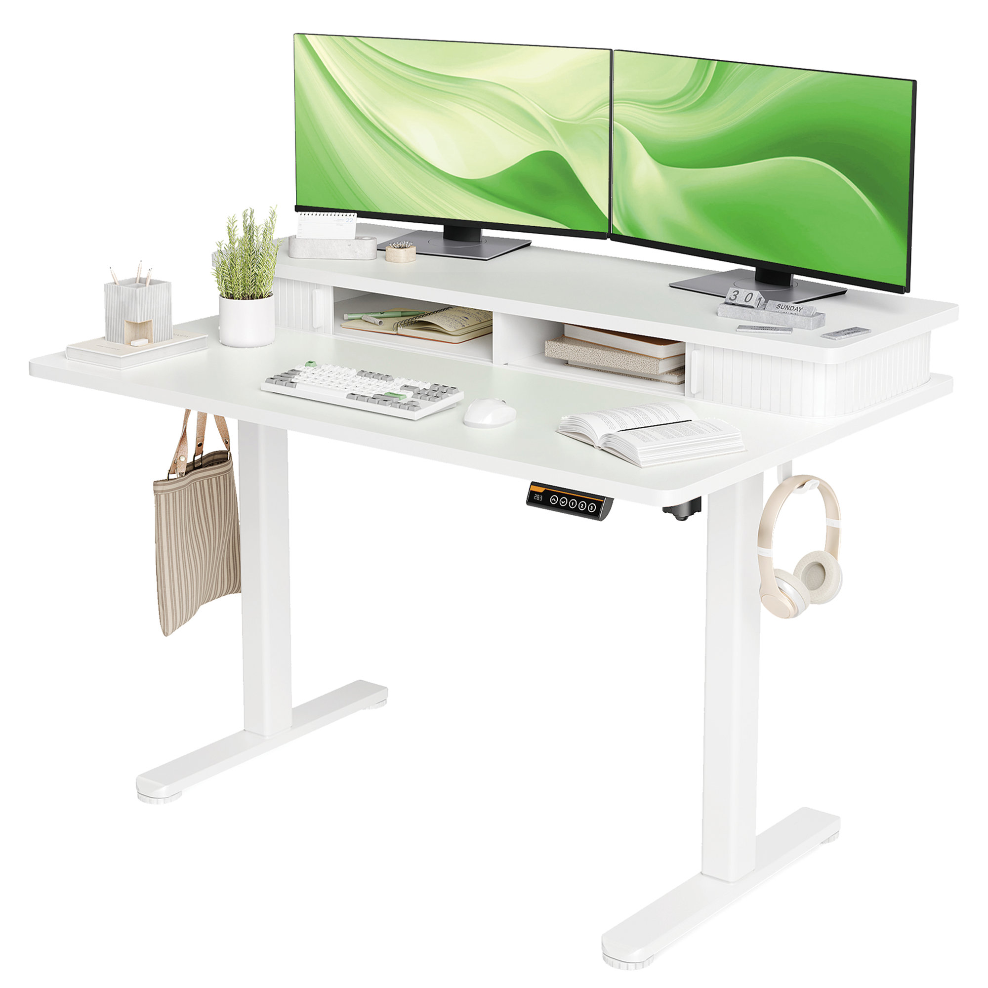 Inbox Zero Milorad 48'' W Height Adjustable Rectangle Standing Desk ...