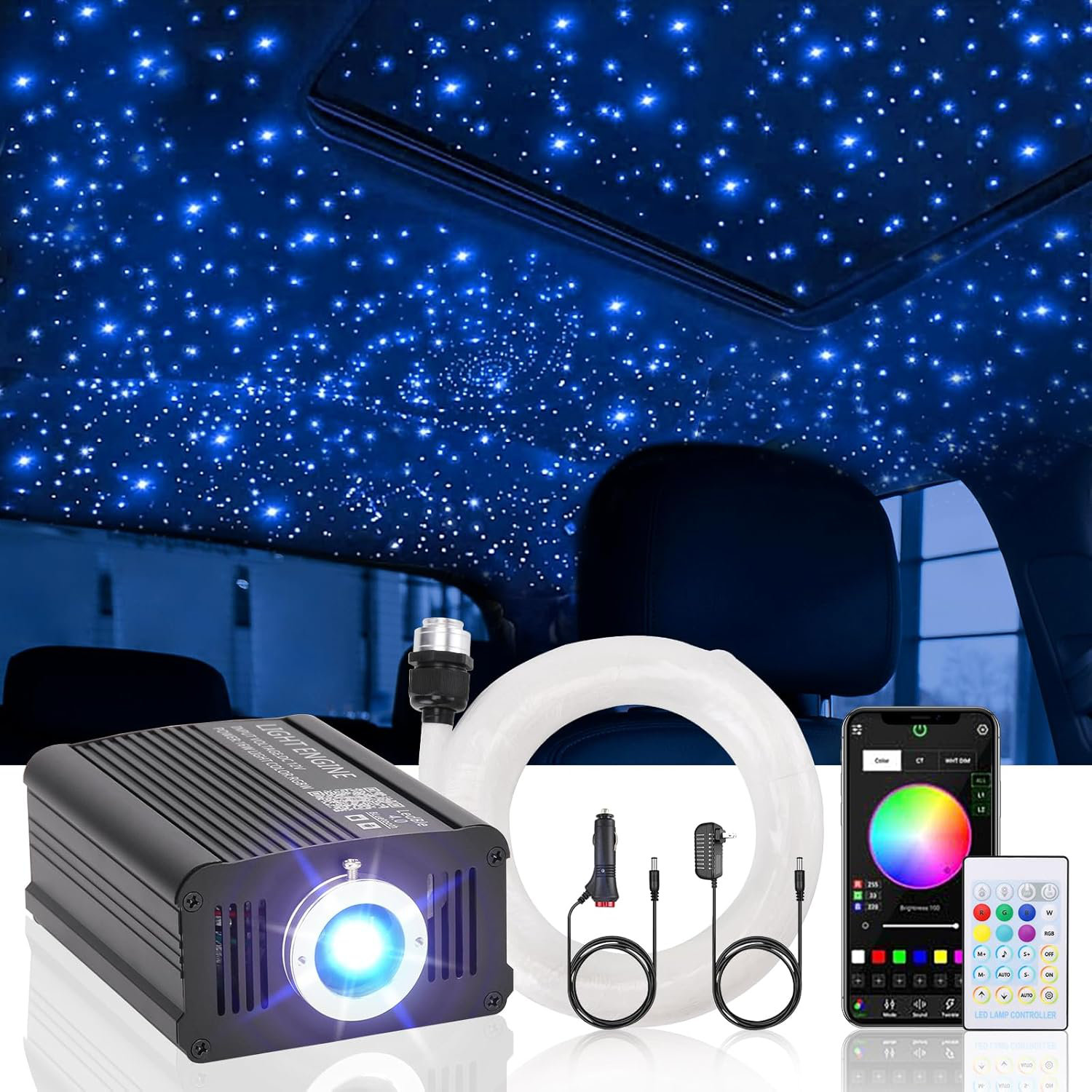 The Holiday Aisle® Fiber Optic Star Ceiling Light Kit, 500 Strands ...