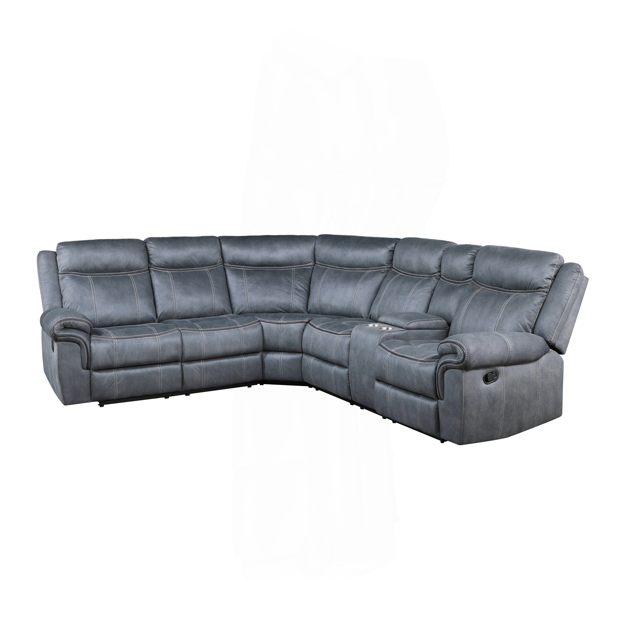 Latitude Run® Two Tone Manual Recliner Sectional Sofa USB Port ...
