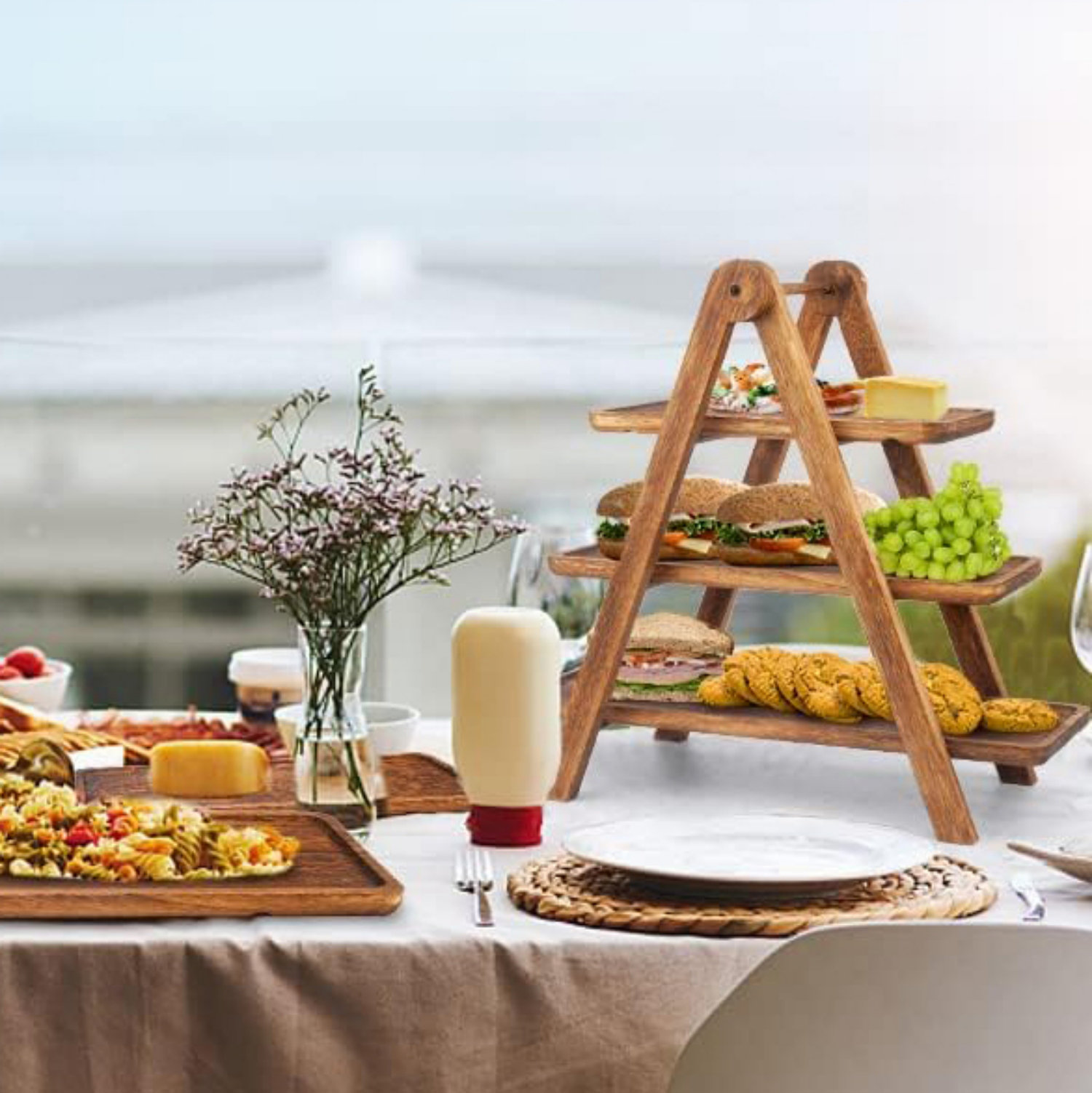 Loon Peak® Wood 3 Tier Serving Tray Three Tiered Cupcake Stand | Wayfair