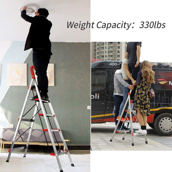 WFX Utility™ 3 - Step Aluminum Lightweight Folding Rolling Ladder | Wayfair