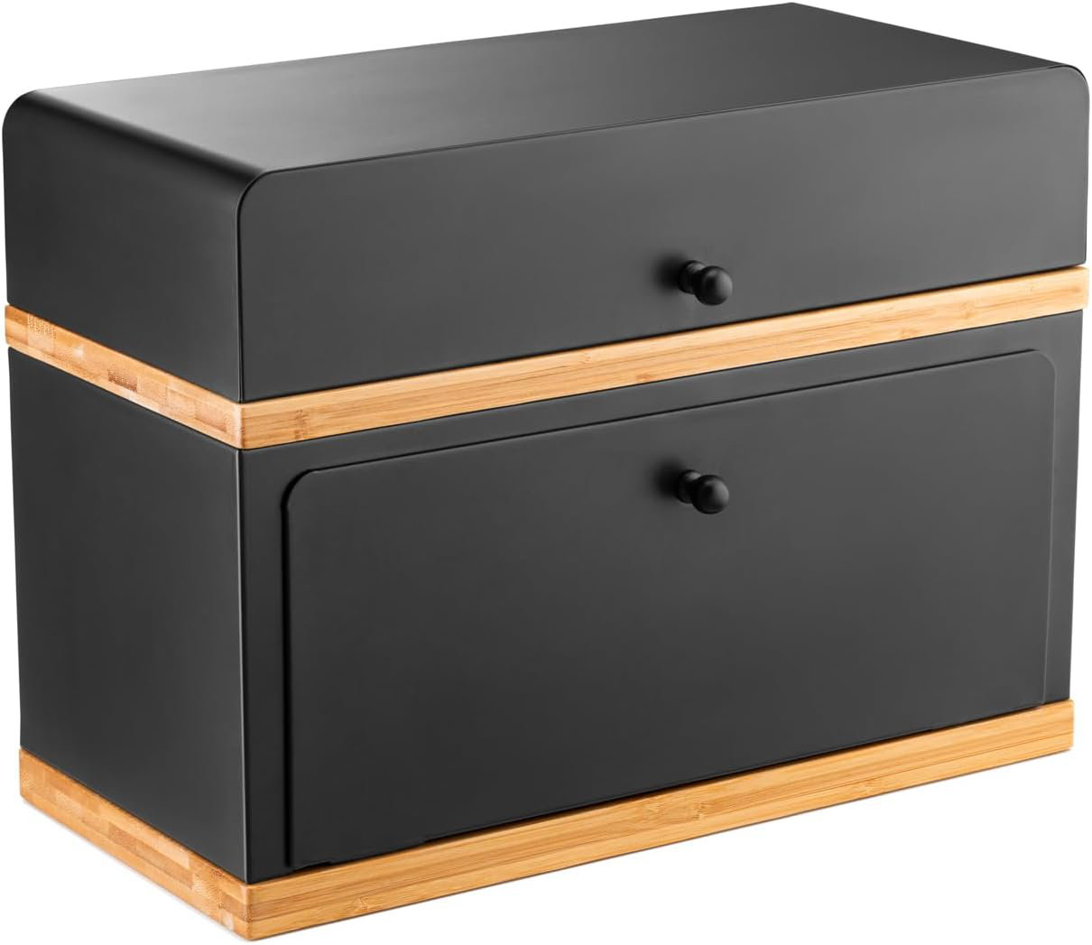 Hokku Designs Two Tier Bread Box For Kitchen Countertop- Bamboo Wooden ...
