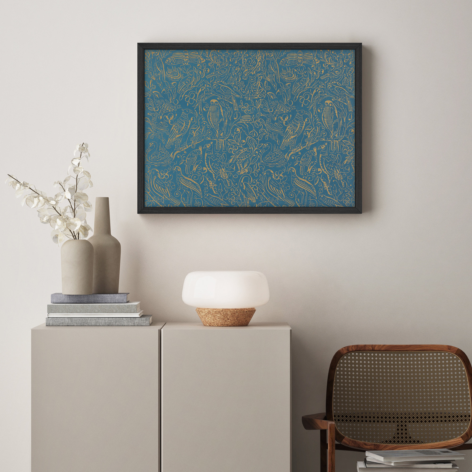 SIGNLEADER " Blue Birds Tapestry Abstract Rustic Artwork Framed Prints ...