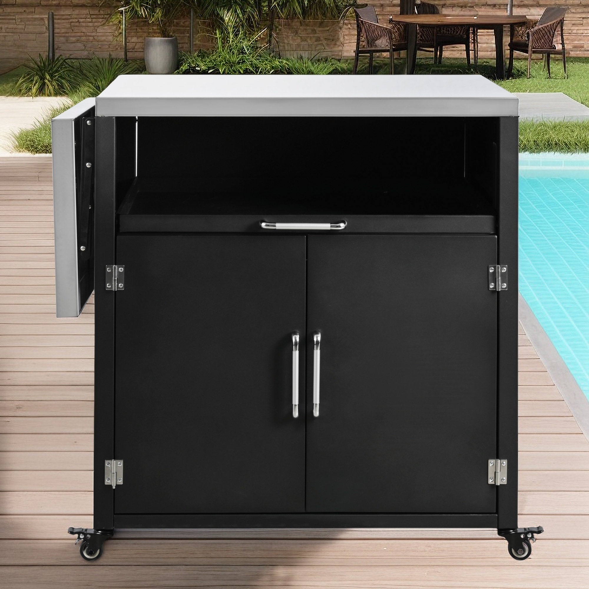 Modern Luxe Furniture 66.5 Gallons Metal Cabinet Deck Box With Lockable ...
