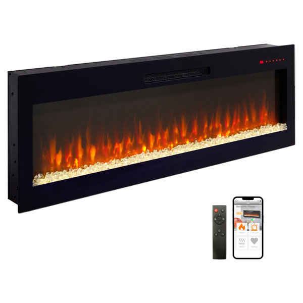 Symple Stuff 60" Smart Electric Fireplace, Alexa/WiFi Enabled, 16-Color ...