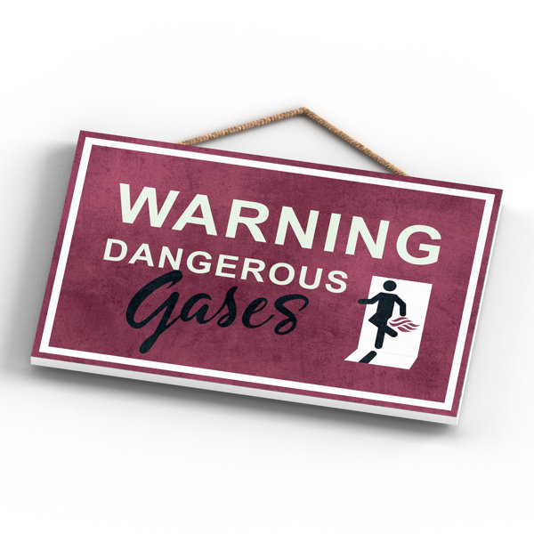 Happy Larry Exit Sign Warning Dangerous Gases Red Wooden Plaque ...