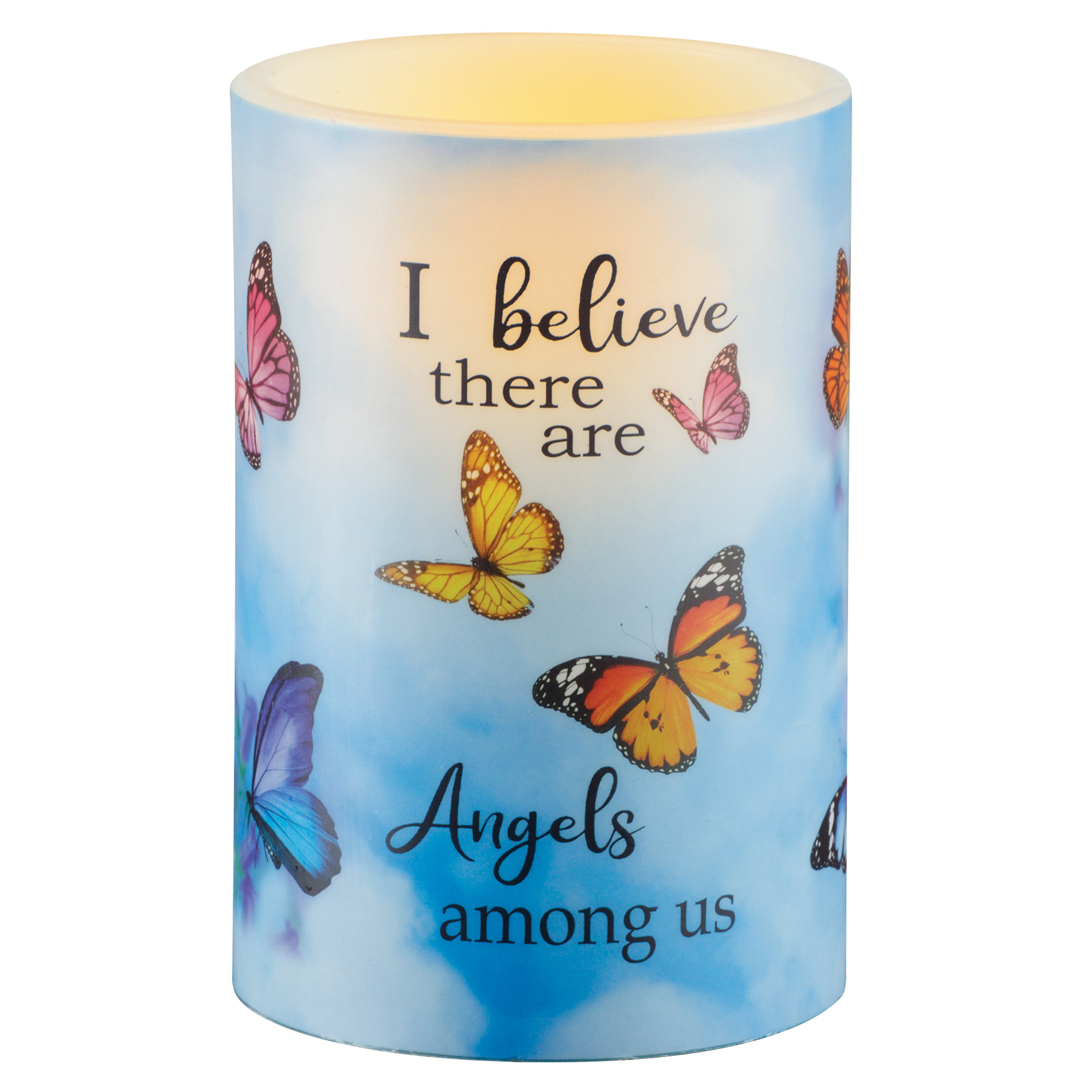 Trinx Butterfly Angels Flameless LED Lighted Candle, Battery-Operated ...