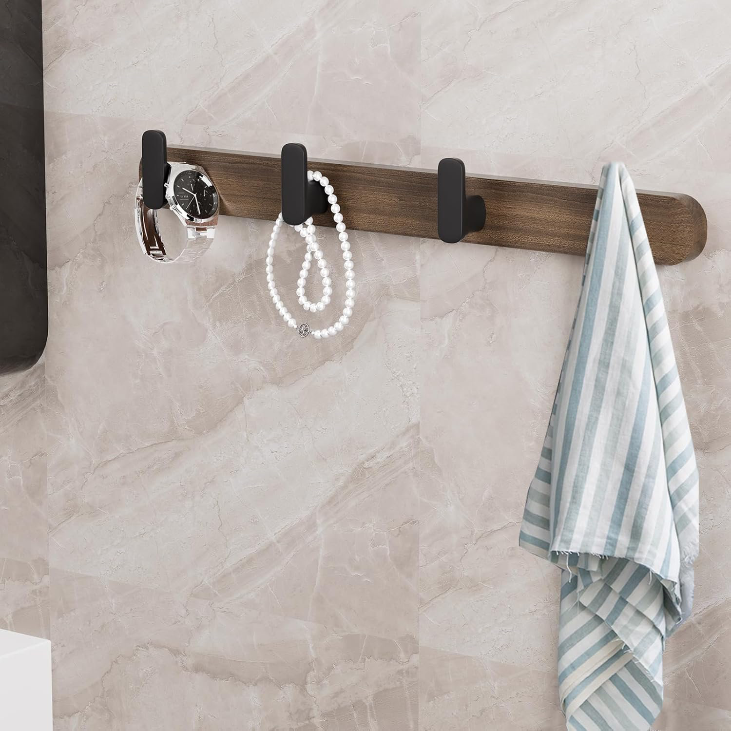 Latitude Run® Wall Mounted Coat Rack With 4 Large Double Wall Hooks ...