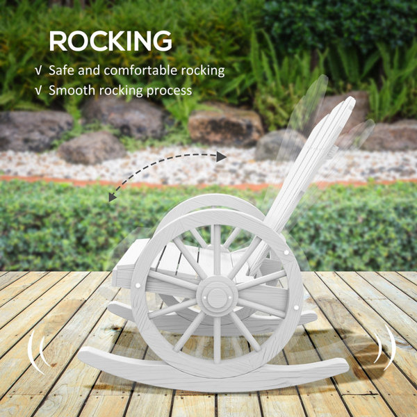Beachcrest Home™ Outsunny Wooden Rocking Chair, Adirondack Rocker Chair ...