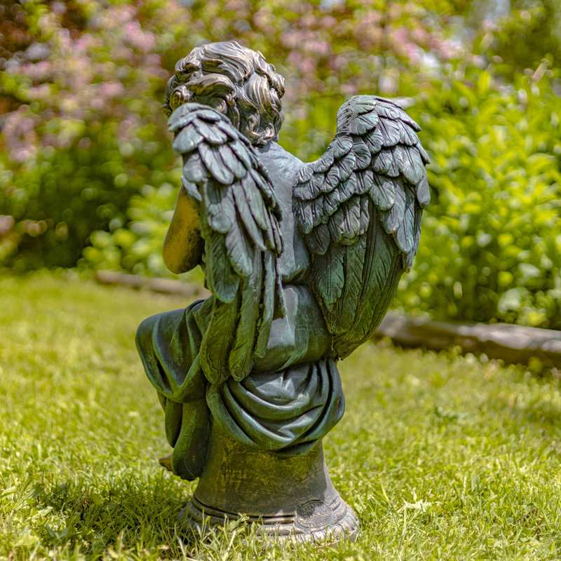 Trinx Sitting and Praying Child Angel Magnesium Garden Statue | Wayfair