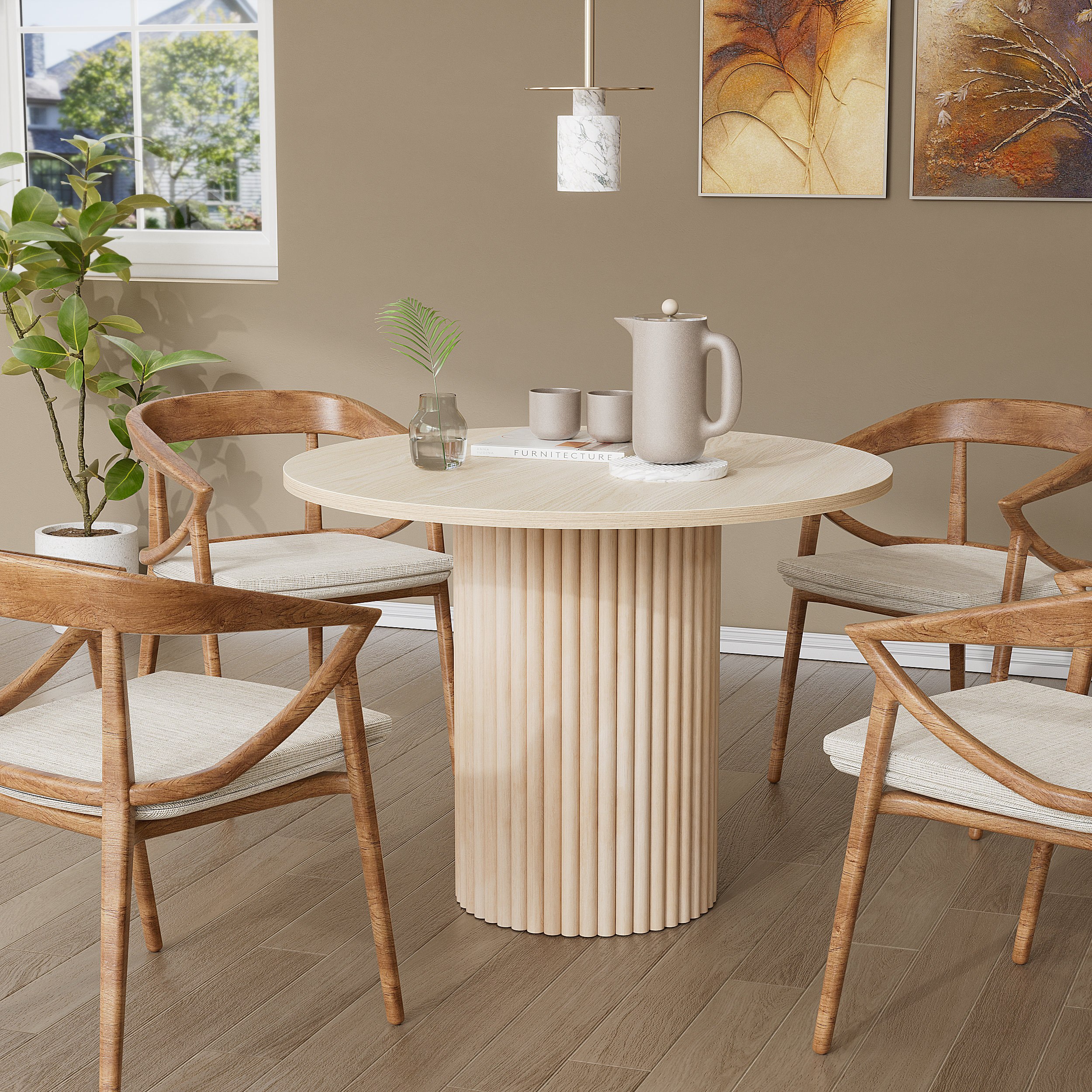 Ivy Bronx Malaney Round Dining Room Table, 39.5" Circular Tabletop ...