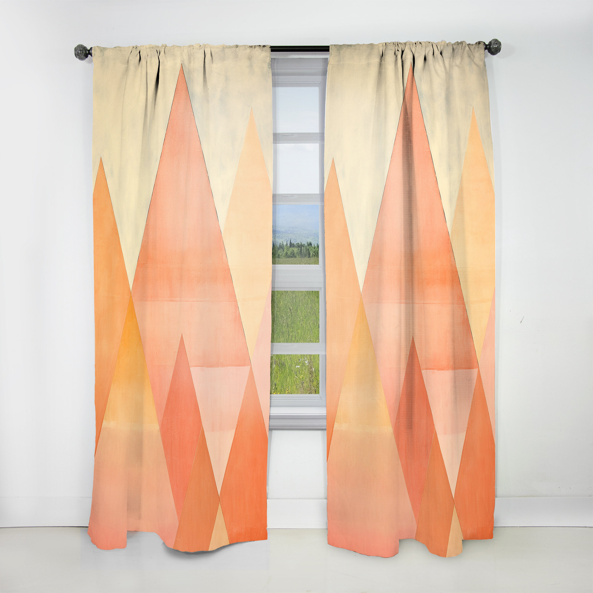 East Urban Home Duprey Peachy Pyramids Shapes - Abstract Shapes Curtain ...