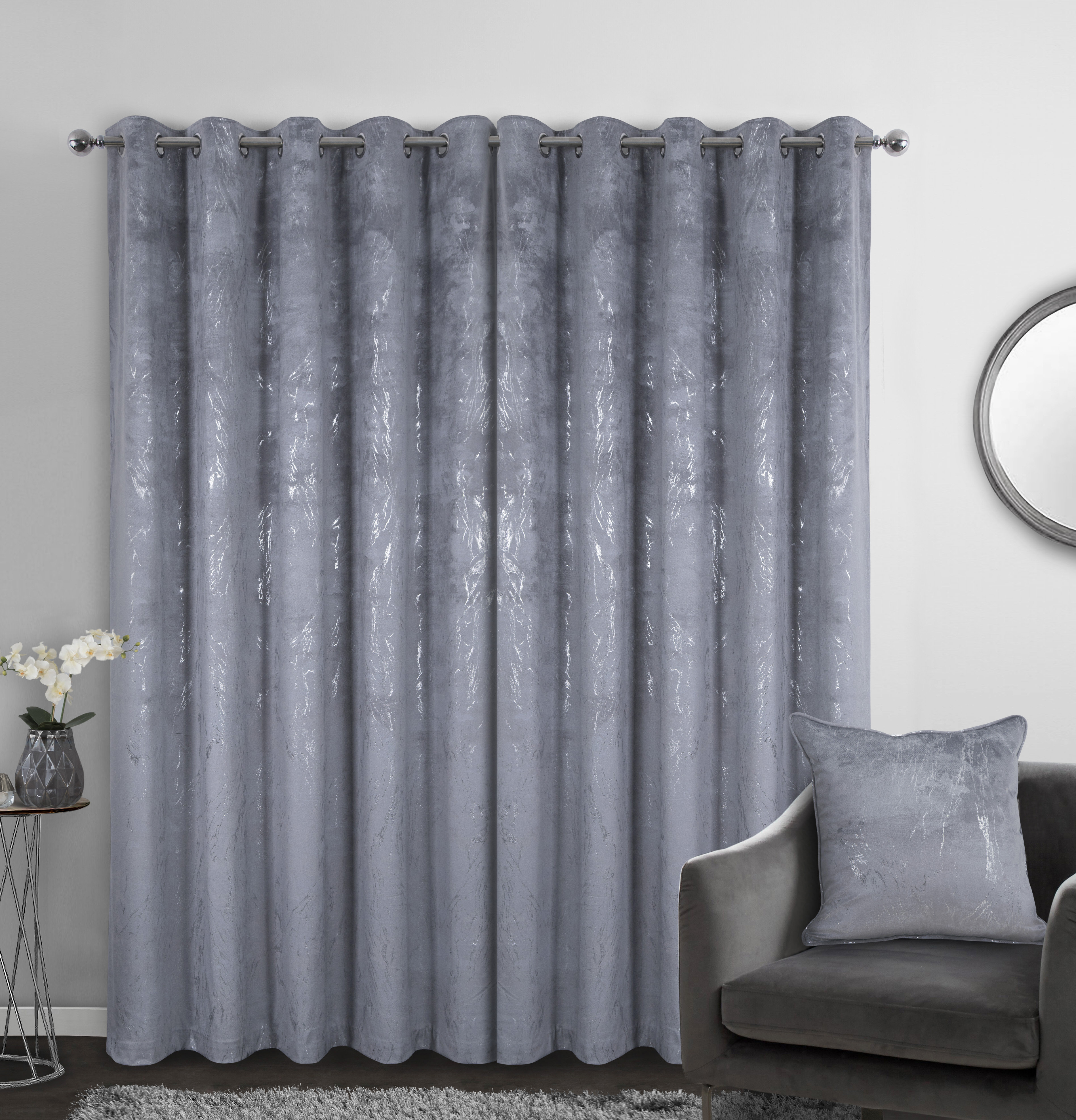 Canora Grey Marble Splash Effect Eyelet Blackout Thermal Curtains ...