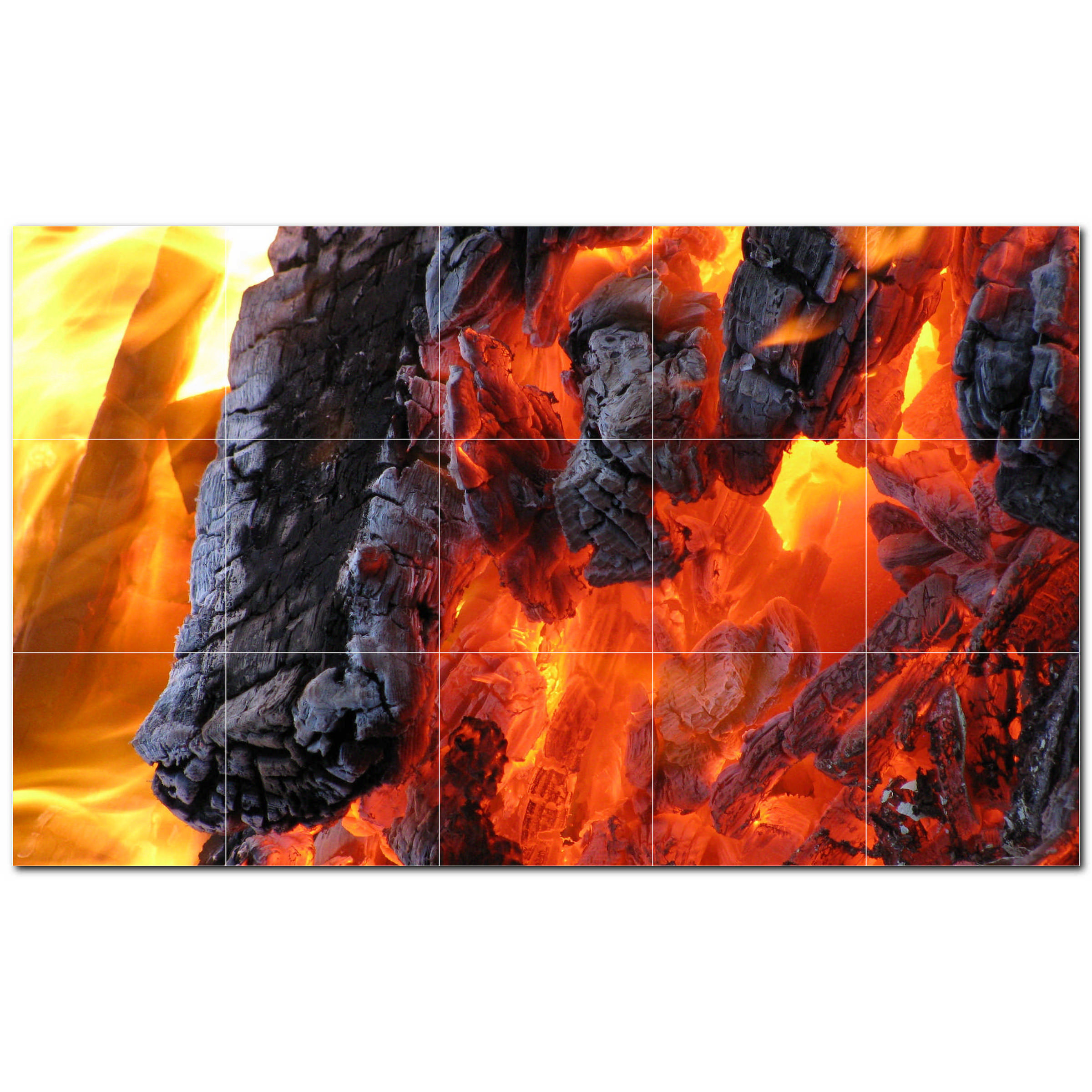 Picture-Tiles.com 60" x 36" Ceramic Fire Photo Decorative Mural Tile ...