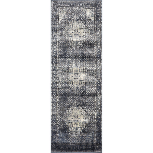 Williston Forge Performance Navy Blue/Brown/Ivory/Gray Rug & Reviews ...