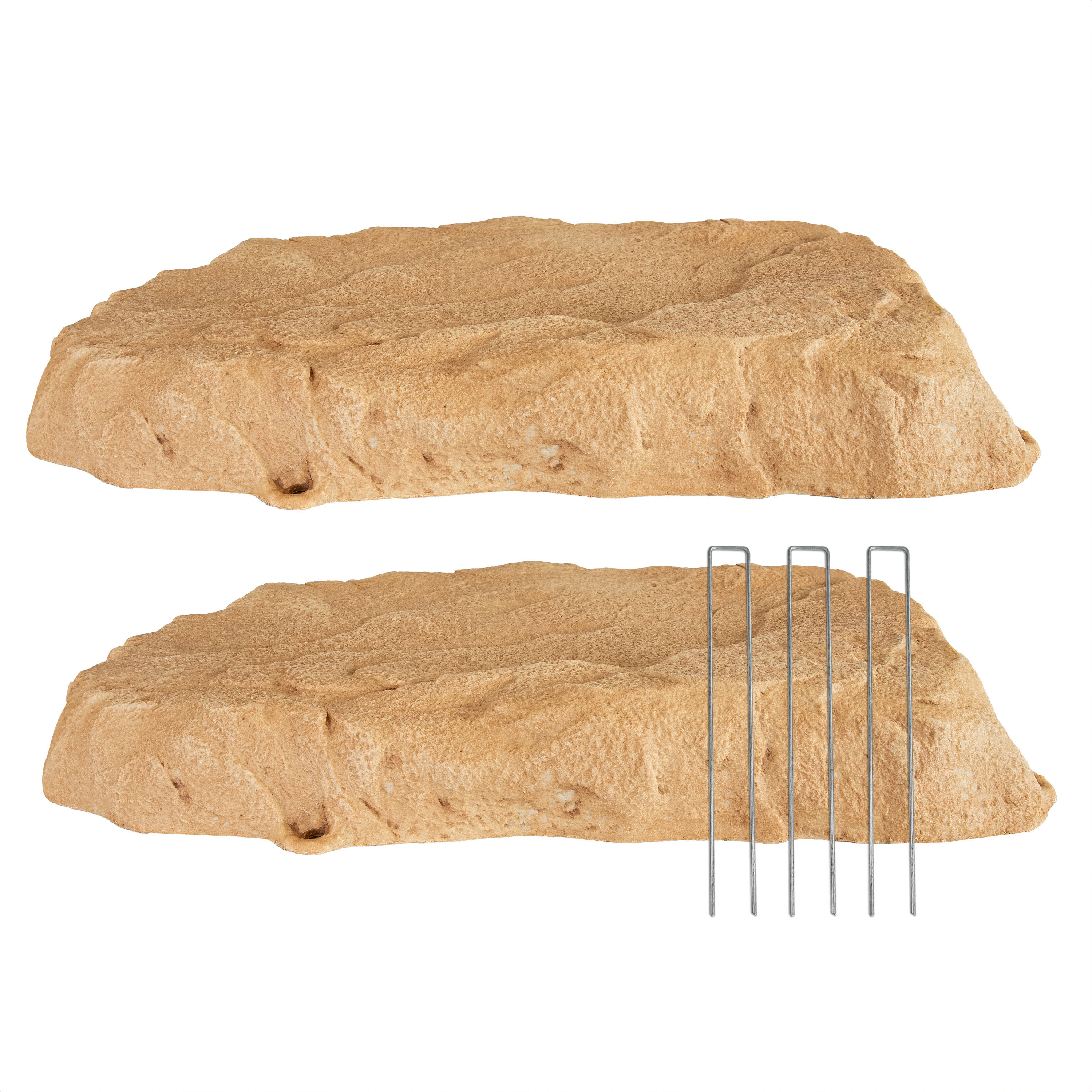 Arlmont & Co. Flat-Profile Artificial Garden Rock with Stakes - 2-Pack ...