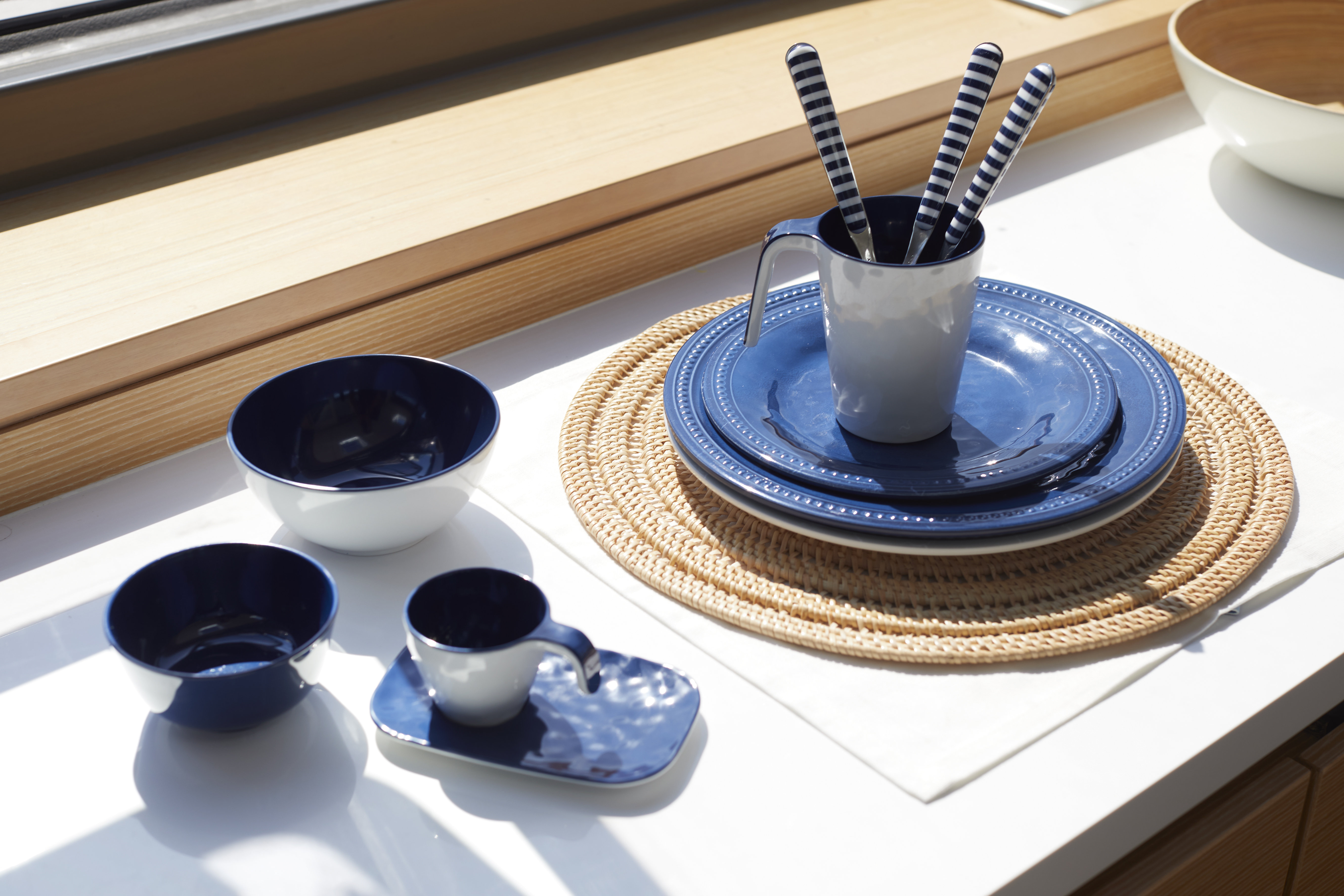 Madison Bay Trading Company 16 Piece Melamine Dinnerware Set - Blue ...