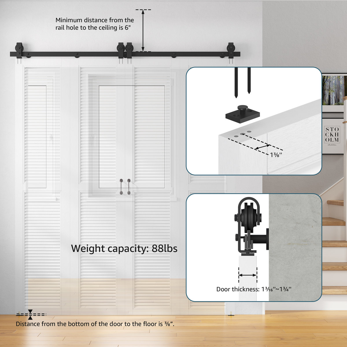 LDB_BUILDING Standard Bifold Double Barn Door Hardware Kit (Door Not ...