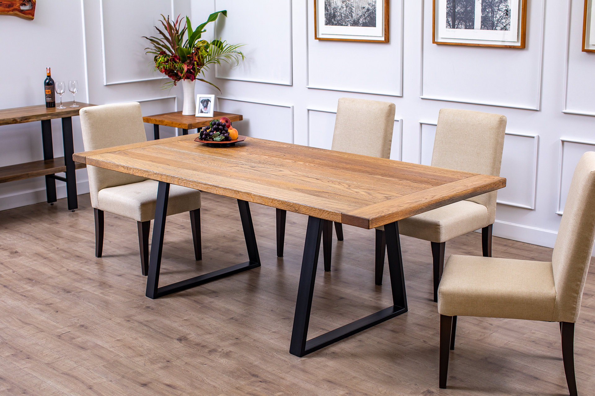 17 Stories Solid Oak Dining Table - Lightly Distressed - Autumn Finish ...