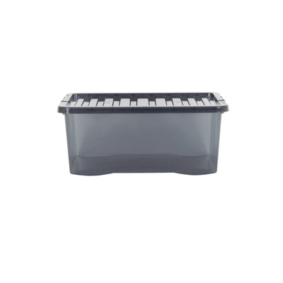 Wham Crystal 32L Plastic Storage Box Pack of 5 Tint Smoke | Wayfair.co.uk