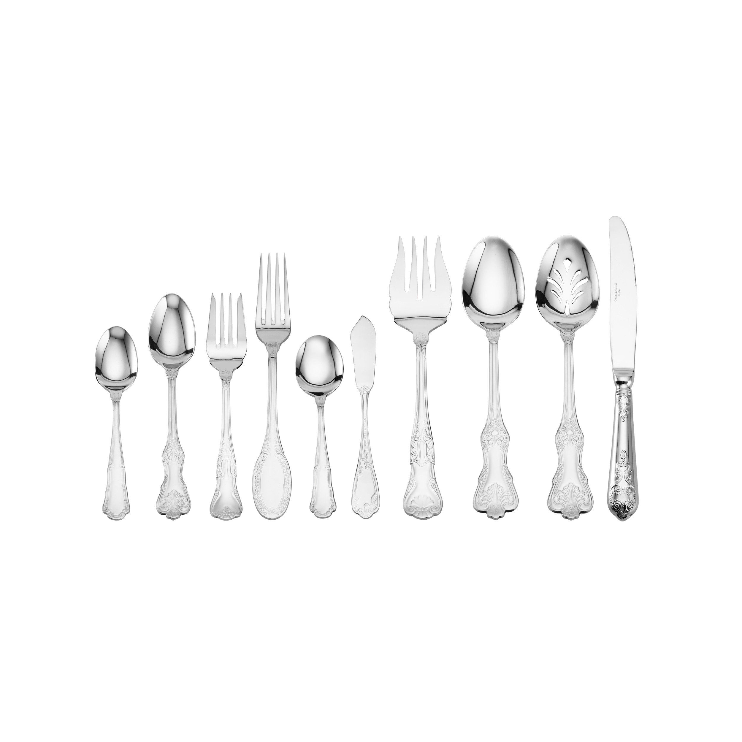 Wallace Hotel Lux 77-Piece 18/10 Stainless Steel Flatware Set, Silver ...