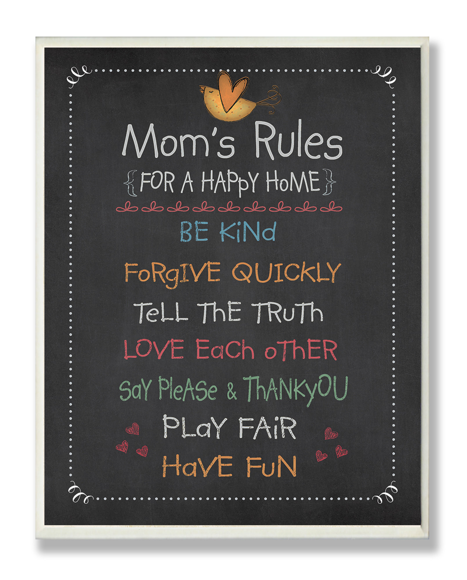 Stupell Industries 'Mom's Rules' - Textual Art Print on Wood & Reviews ...