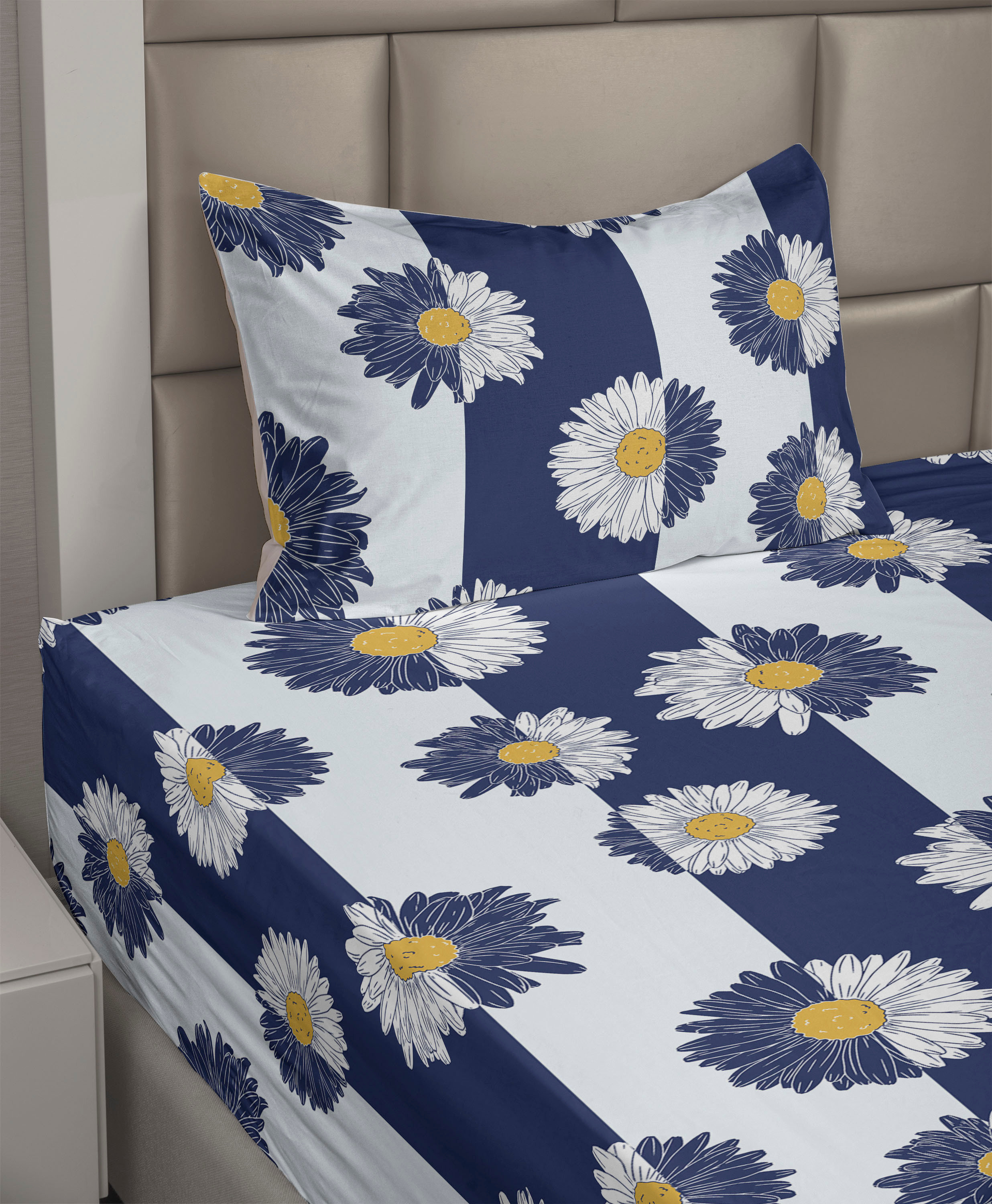 Ambesonne Daisy Sheet Set Pop Art Chamomile Flower Art Dark Lavender ...